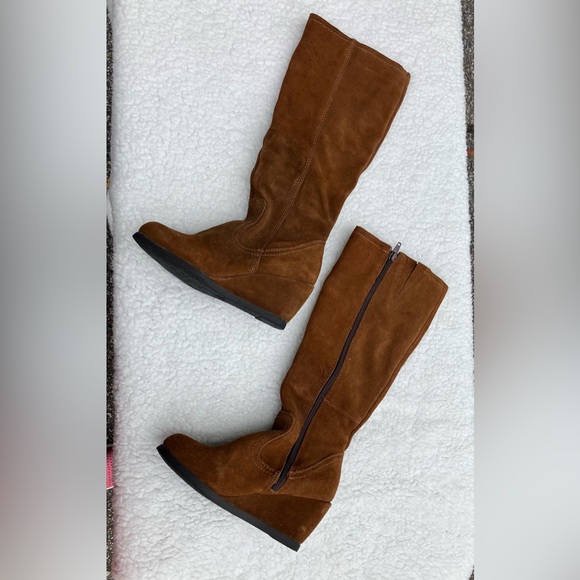 Merona | Shoes | Merona Brown Suede Leather Knee High Fashion Boots ...